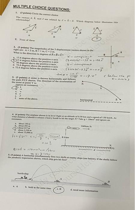 Solved MULTIPLE CHOICE QUESTIONS: 1. points) Circle the | Chegg.com