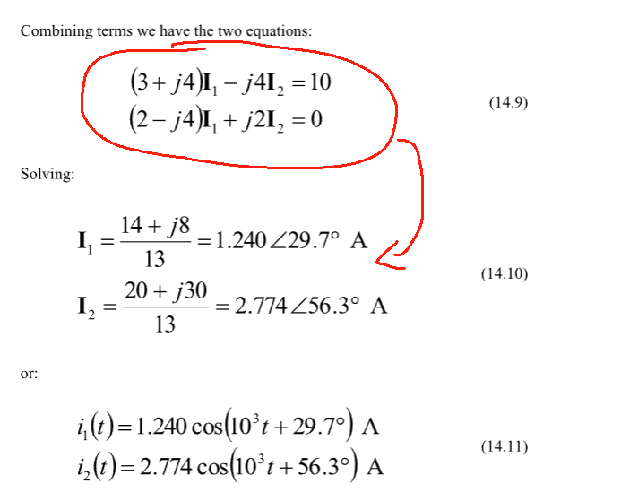 Solved Combining terms we have the two equations:I need the | Chegg.com