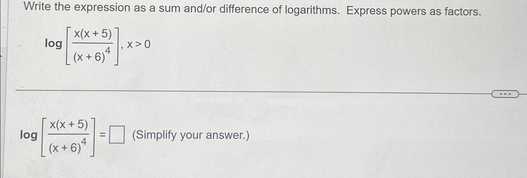 Solved Write the expression as a sum and/or difference of | Chegg.com