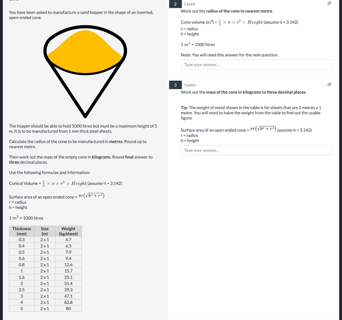Solved 2You have been asked to manufacture a sand hopper in | Chegg.com