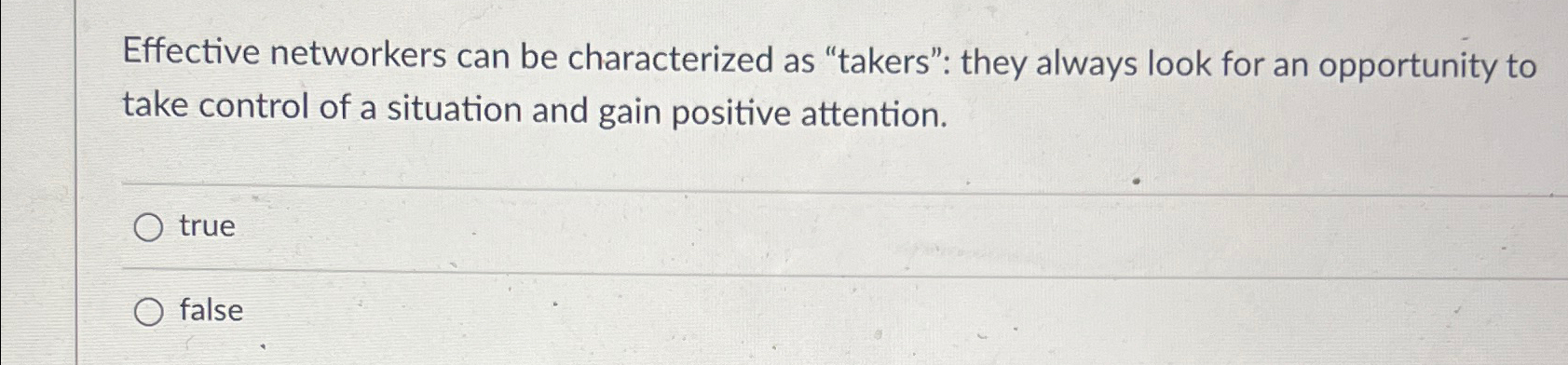 Solved Effective networkers can be characterized as | Chegg.com