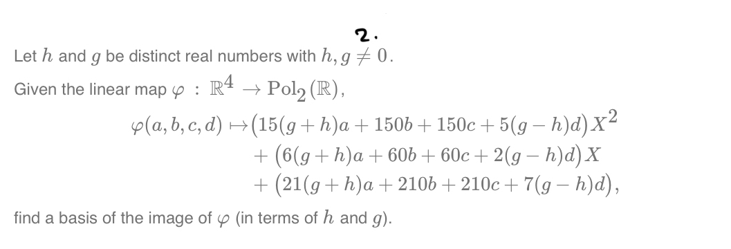 Let h ﻿and g ﻿be distinct real numbers with | Chegg.com