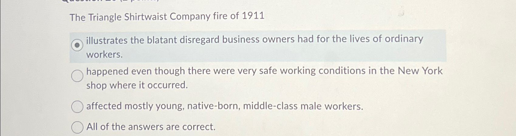 The Triangle Shirtwaist Company fire of | Chegg.com