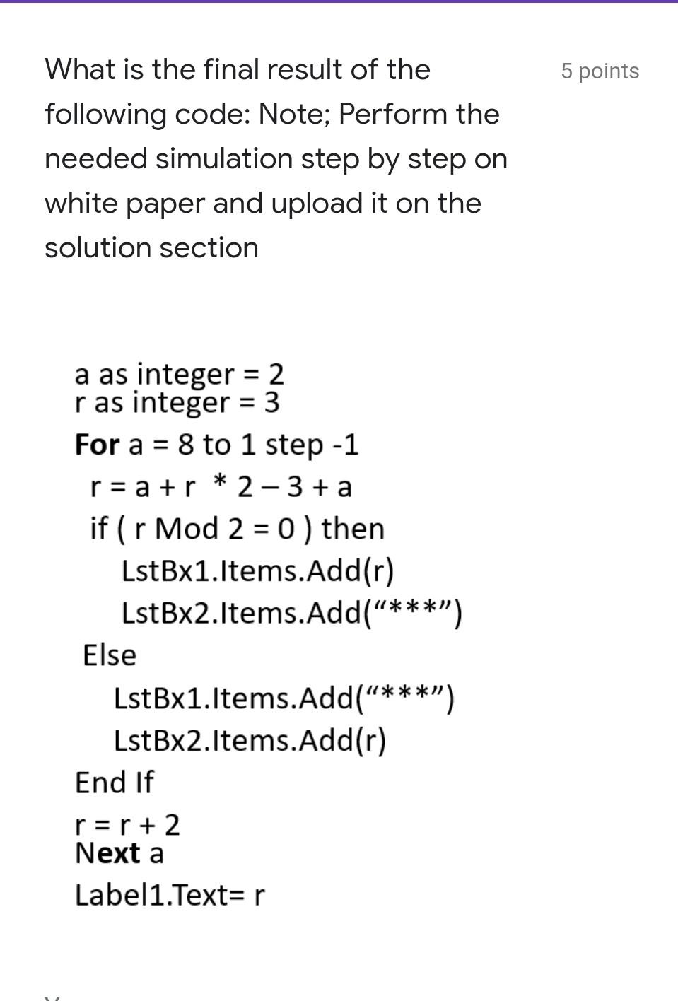 Solved What is the final result of the following code: Note; | Chegg.com