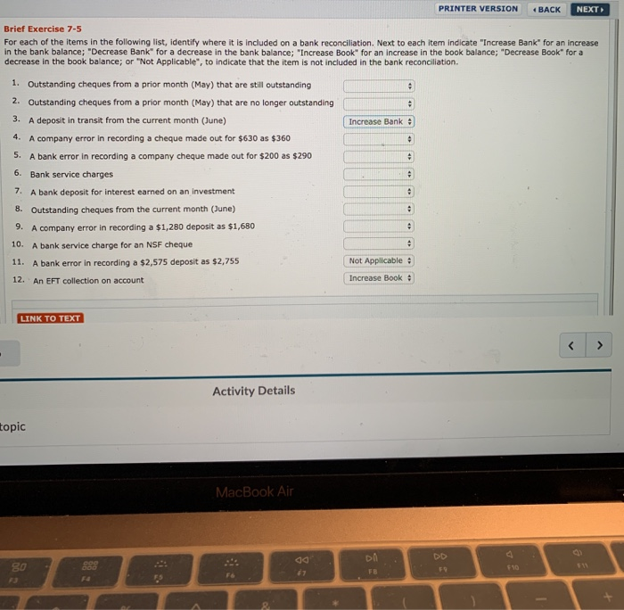 Solved PRINTER VERSION BACK NEXT Brief Exercise 7-5 For each | Chegg.com