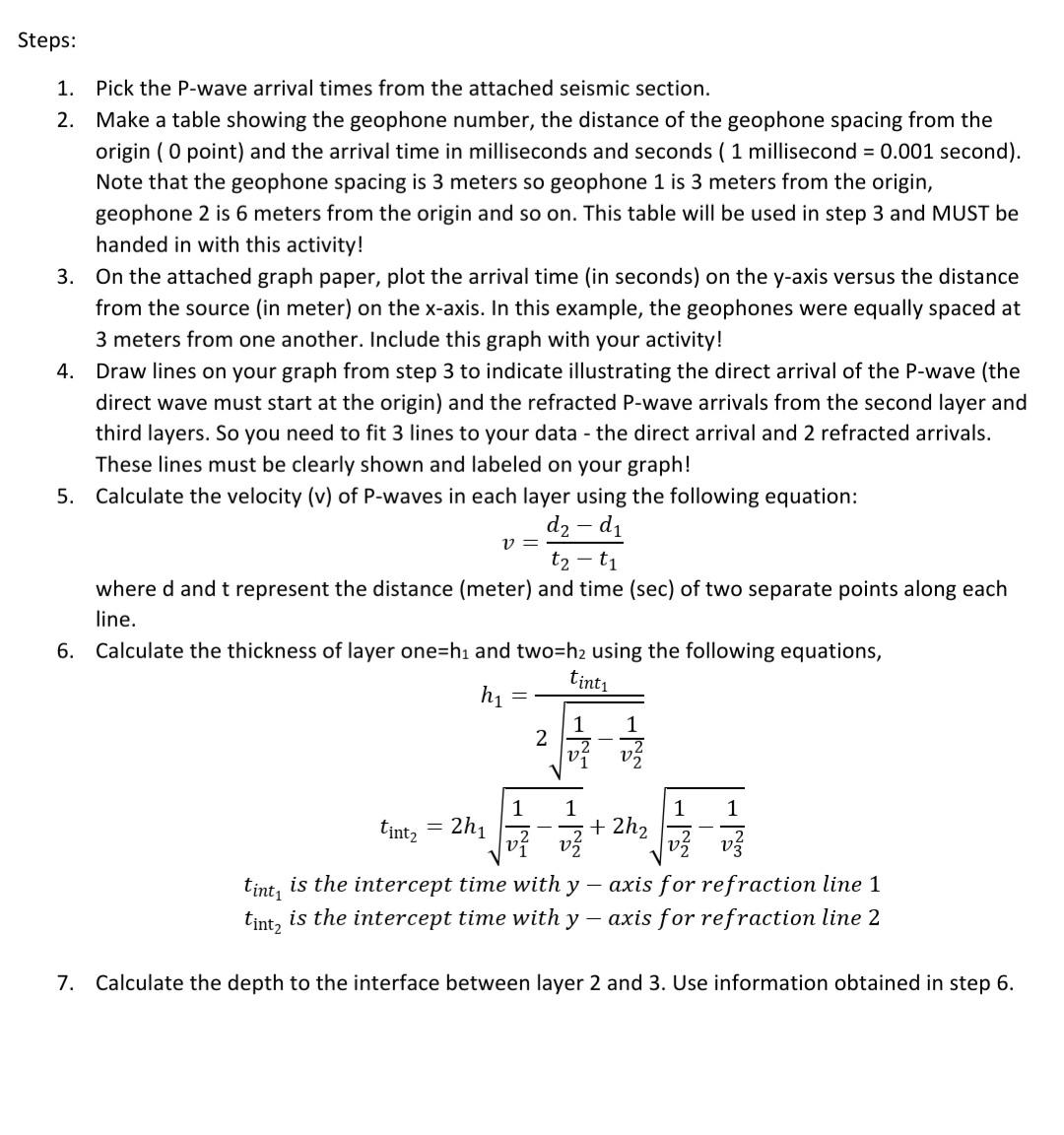 Solved Steps: 1. Pick the P-wave arrival times from the | Chegg.com