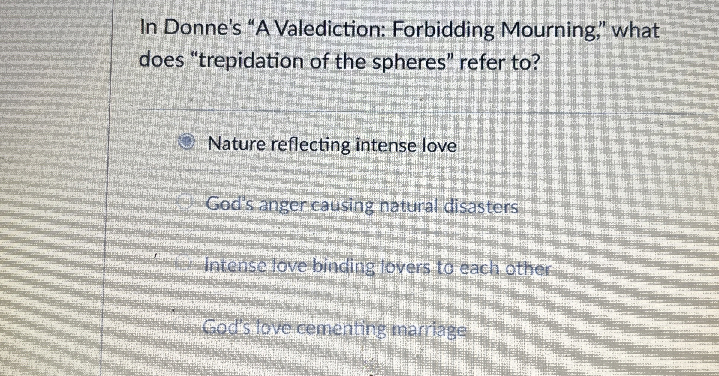 Solved In Donne's "A Valediction: Forbidding Mourning," | Chegg.com