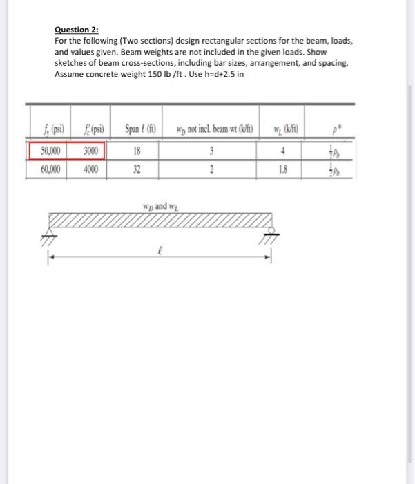 Solved Question 2: For the following (Two sections) design | Chegg.com