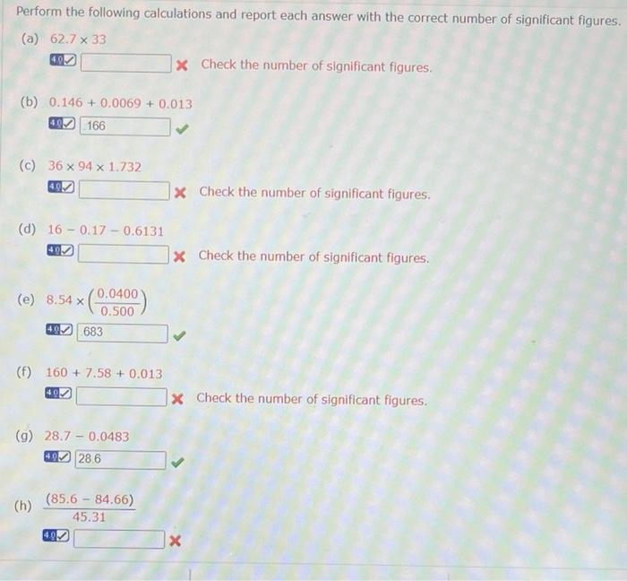 Solved Perform the following calculations and report each | Chegg.com