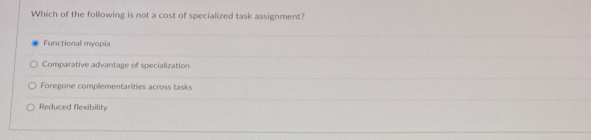 Solved Which of the following is not a cost of specialized | Chegg.com