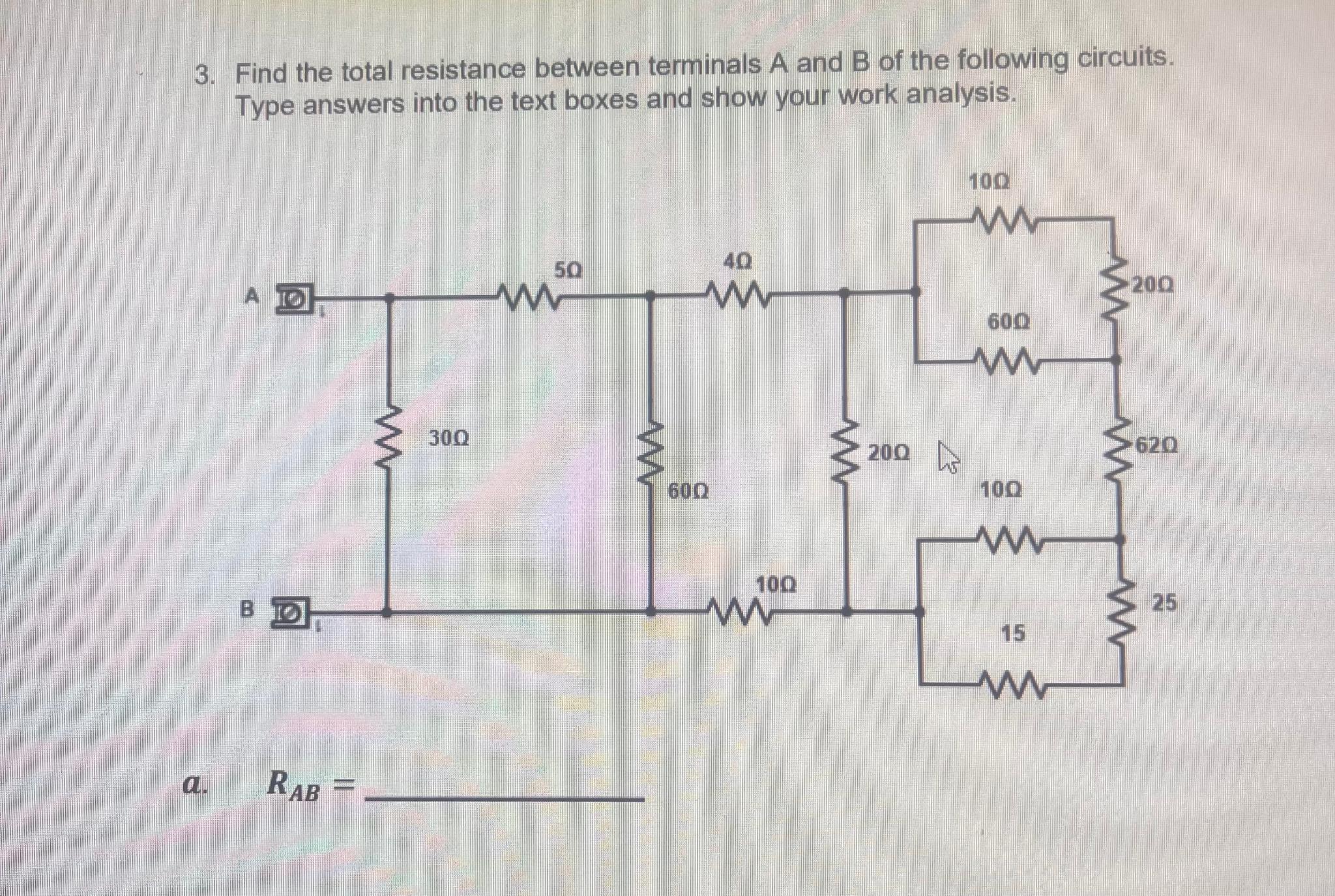 Solved Find the total resistance between terminals A and B | Chegg.com