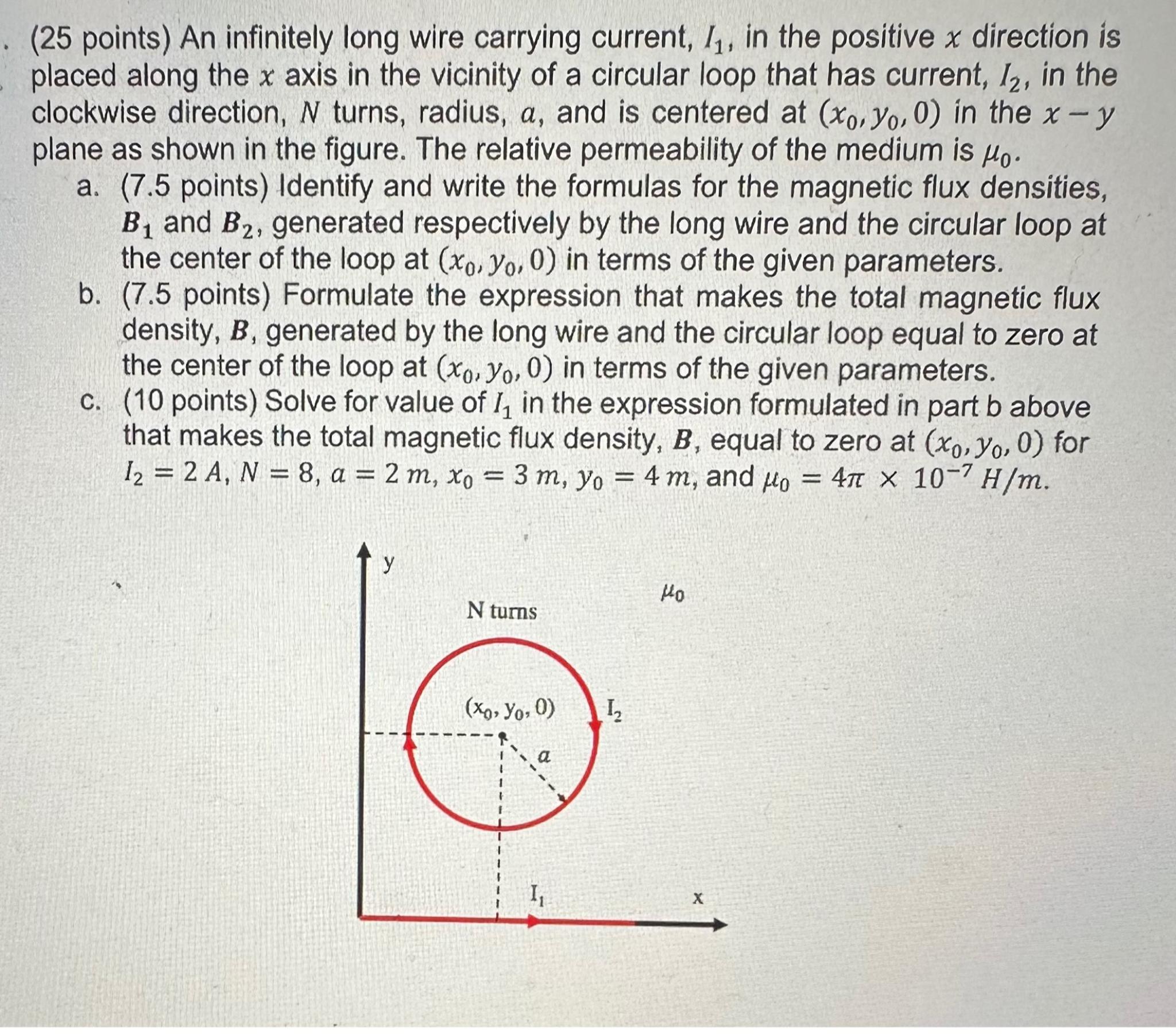 Solved (25 ﻿points) ﻿An infinitely long wire carrying | Chegg.com