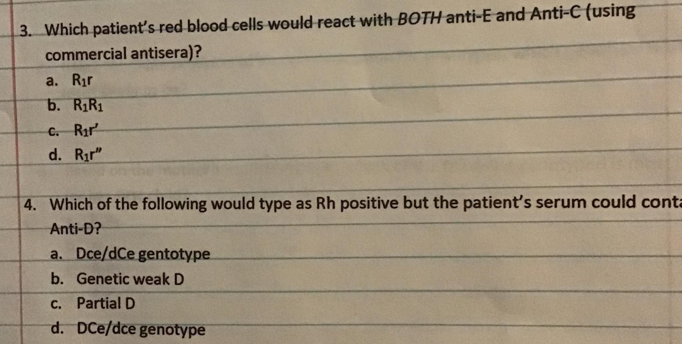 Solved Which patient's red blood cells would react with BOTH | Chegg.com