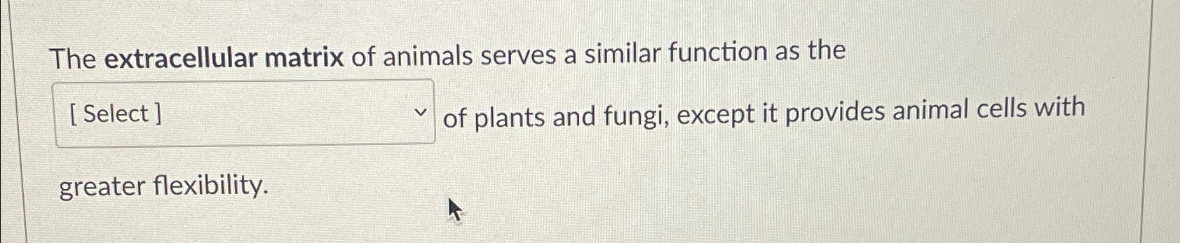 Solved The extracellular matrix of animals serves a similar | Chegg.com