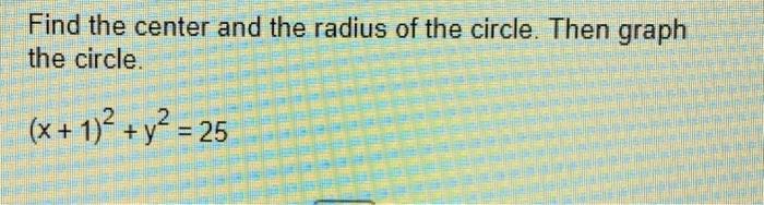 Solved Find the center and the radius of the circle. Then | Chegg.com Solved Find the center and the radius of the circle. Then | Chegg.com