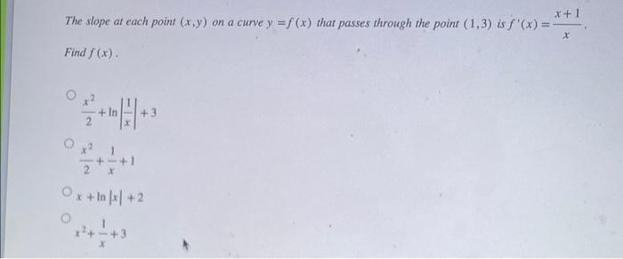 Solved The slope at each point (x,y) on a curve y=f(x) that | Chegg.com