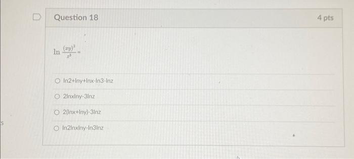 Solved lnz2(xy)2= ln2+lny+lnx−ln3−lnz 2lnxlny−3lnz | Chegg.com