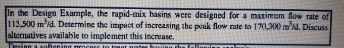 Solved In the Design Example, the rapid-mix basins were | Chegg.com