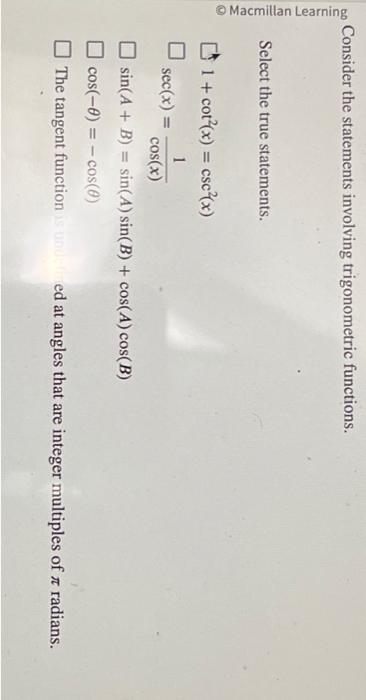 Solved Macmillan Learning Consider the statements involving | Chegg.com