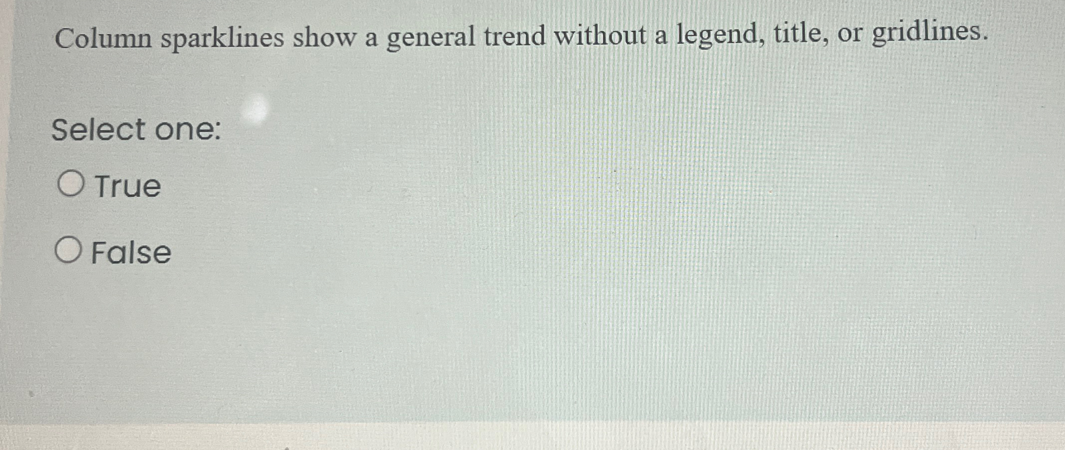 Solved Column sparklines show a general trend without a | Chegg.com