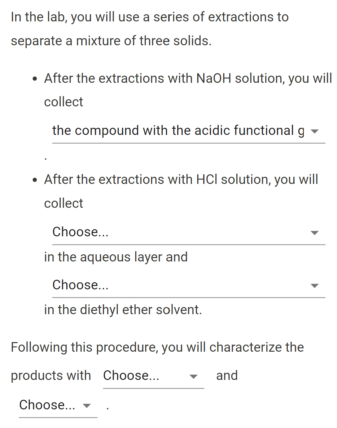 Solved In the lab, you will use a series of extractions | Chegg.com