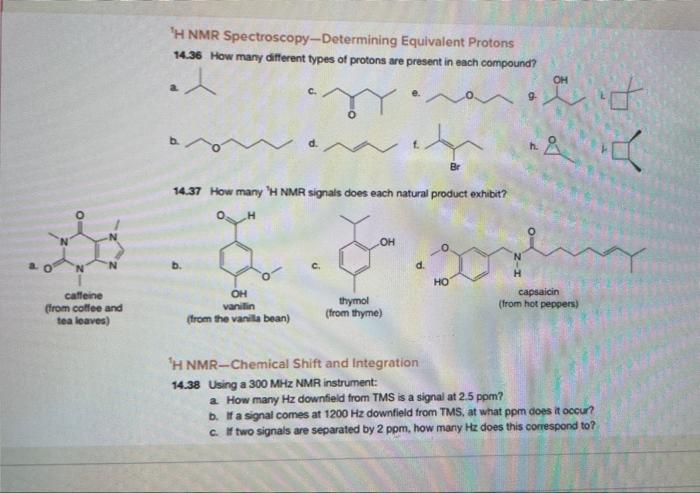 Solved TH NMR Spectroscopy-Determining Equivalent Protons | Chegg.com
