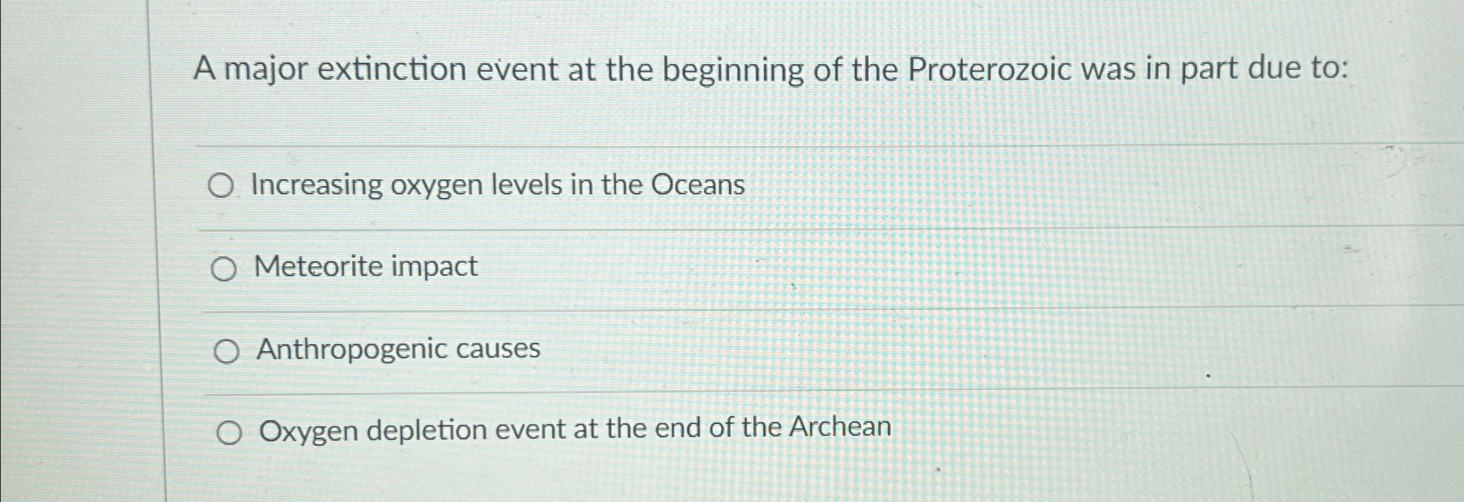 Solved A major extinction event at the beginning of the | Chegg.com