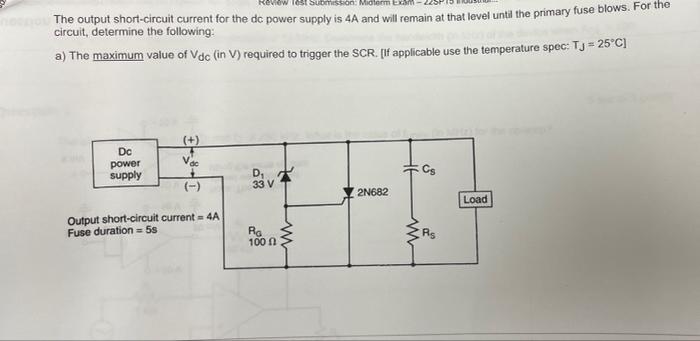 Solved The output short-circuit current for the dc power | Chegg.com