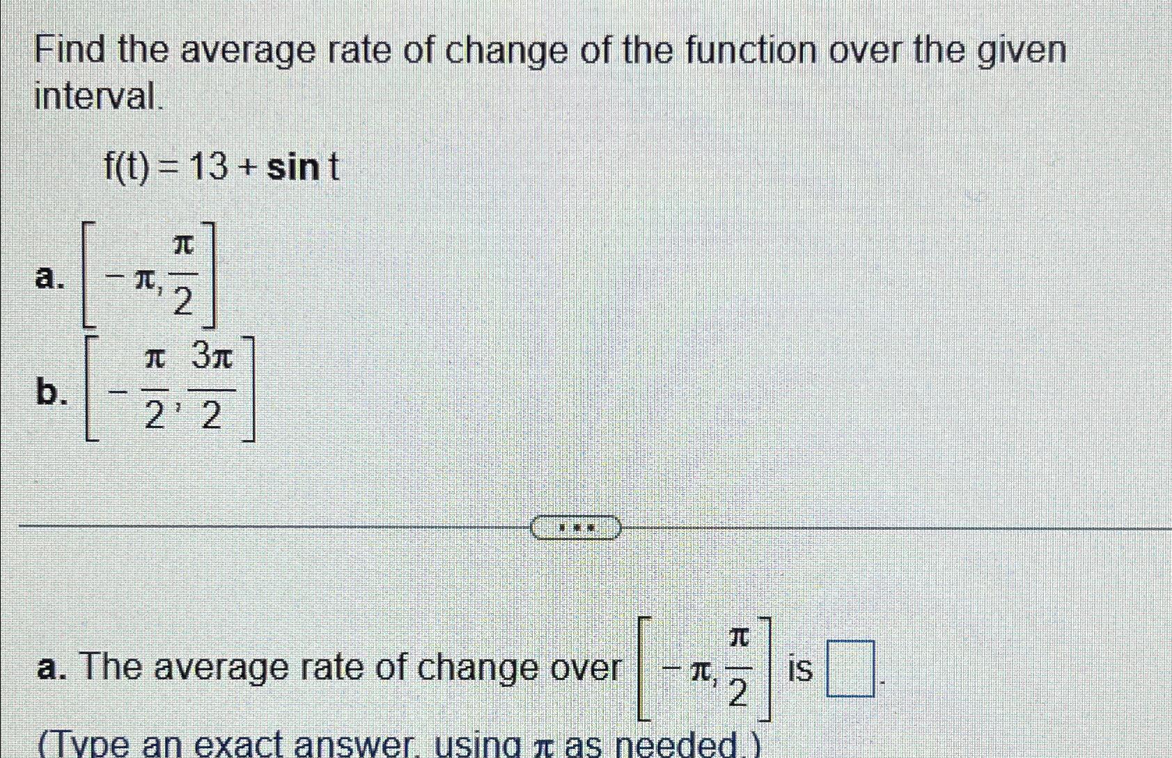 Solved Find the average rate of change of the function over | Chegg.com