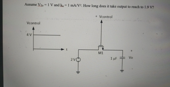 Solved Assume VIn=1V ﻿and k2=1mAV2. ﻿How long does it take | Chegg.com