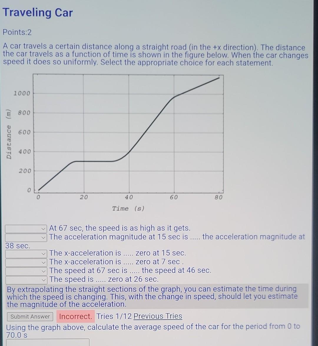 Solved A car travels a certain distance along a straight | Chegg.com