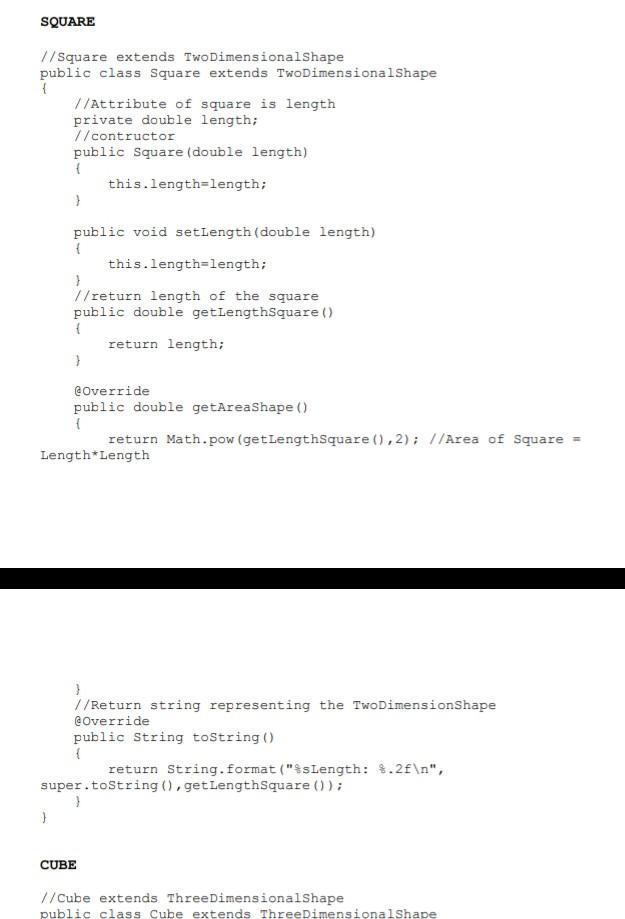 Solved SHAPE //Shape.java //Shape superclass public class | Chegg.com