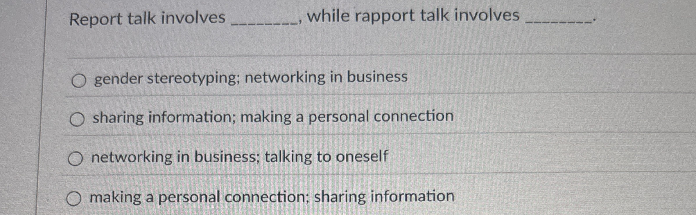 High Quality SOLUTION Report talk involves ﻿while rapport talk involves ...