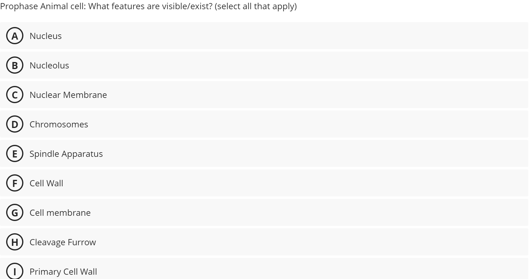 Solved Prophase Animal cell: What features are | Chegg.com