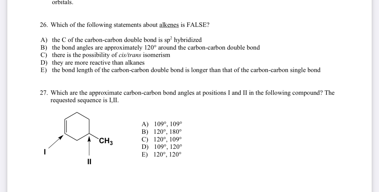 Solved orbitals.26. ﻿Which of the following statements about | Chegg.com
