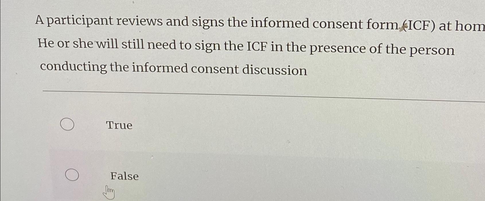 Solved A participant reviews and signs the informed consent | Chegg.com