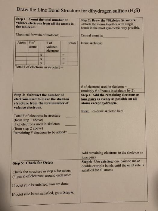 Solved Draw the Line Bond Structure for dihydrogen sulfide | Chegg.com