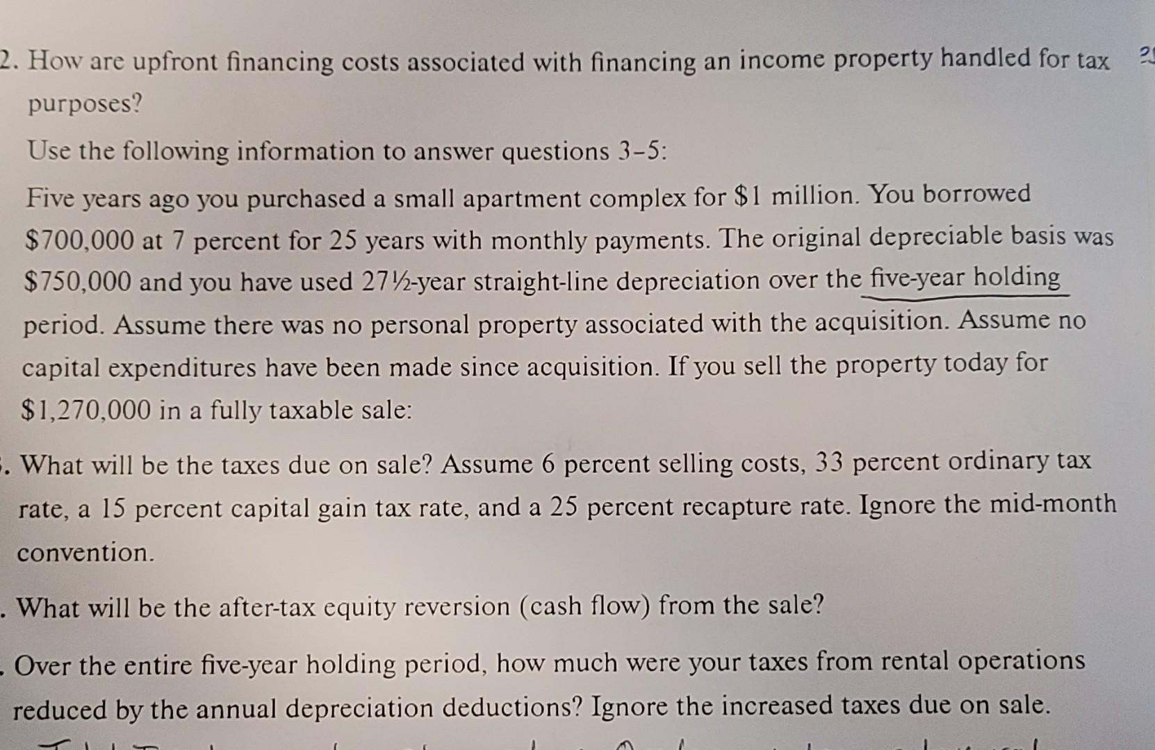 20 2. How are upfront financing costs associated with | Chegg.com
