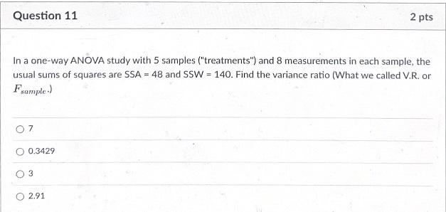 Solved In a one-way ANOVA study with 5 samples | Chegg.com