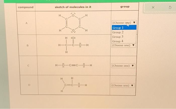 Solved compound A B C D sketch of molecules in it H H H H | Chegg.com