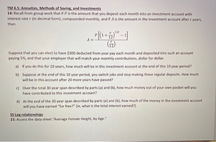 Solved TM 6.5: Annuities, Methods of Saving, and Investments | Chegg.com