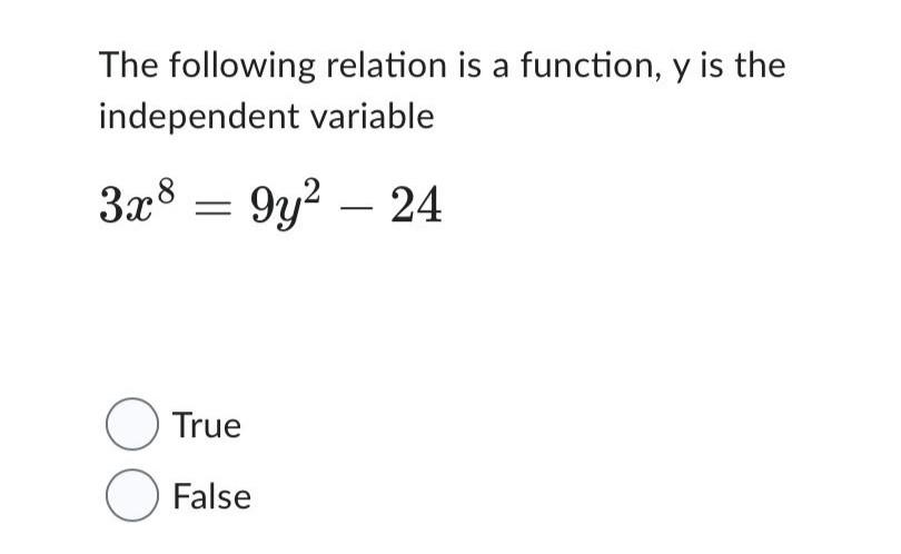 Solved The following relation is a function, y is the | Chegg.com