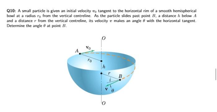 Solved Q10: A small particle is given an initial velocity v0 | Chegg.com