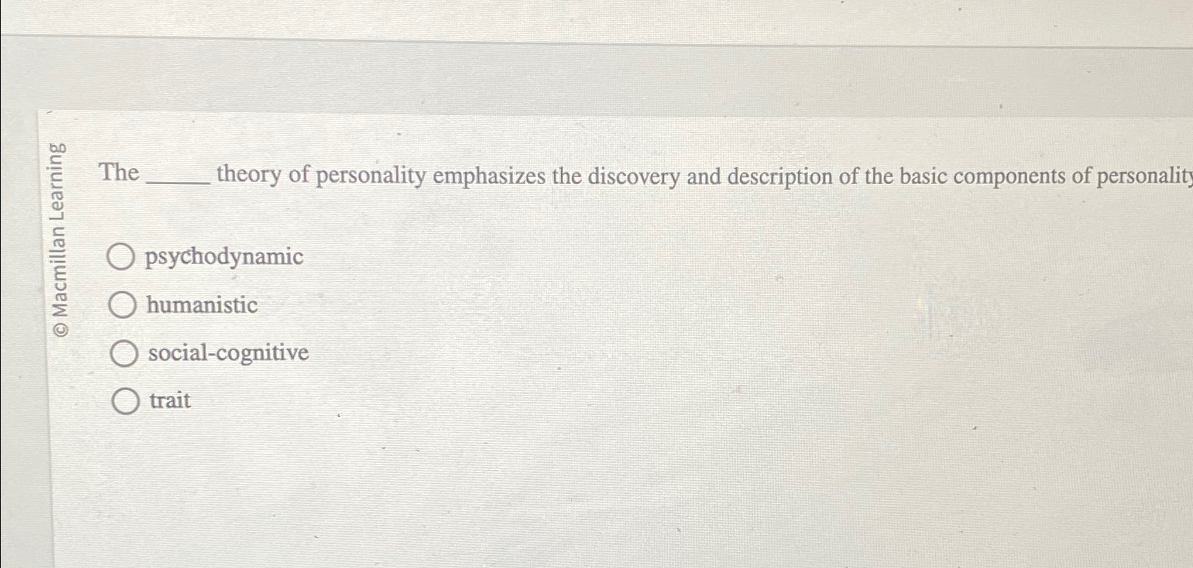 Solved The theory of personality emphasizes the discovery | Chegg.com