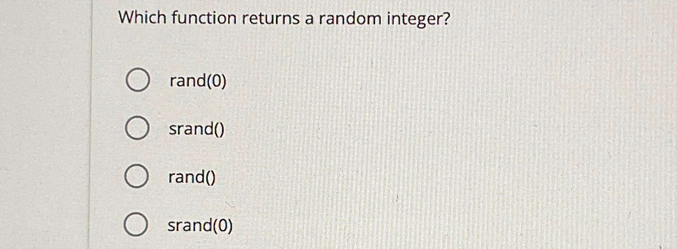 Solved Which function returns a random | Chegg.com