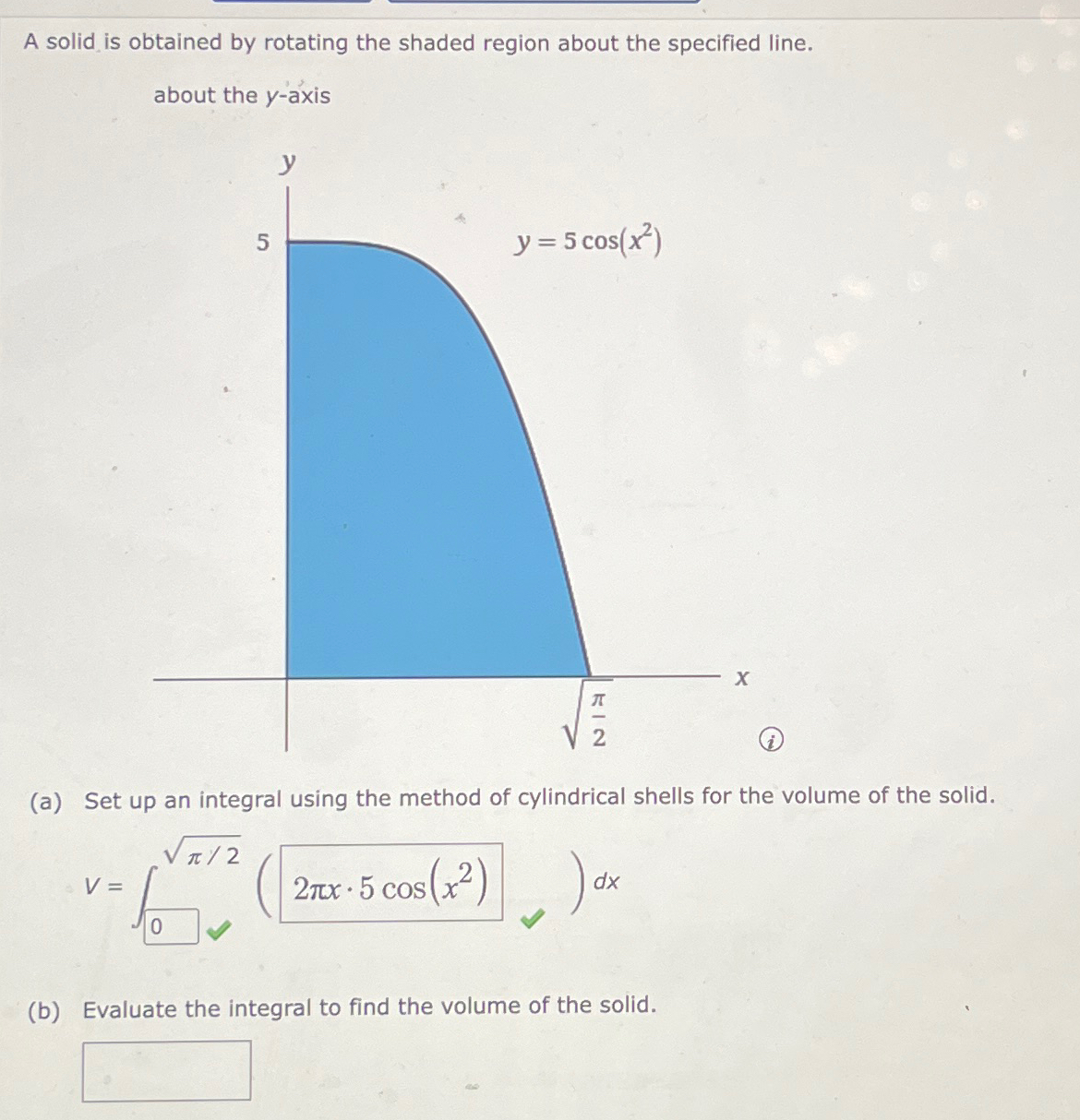 Solved A solid is obtained by rotating the shaded region | Chegg.com