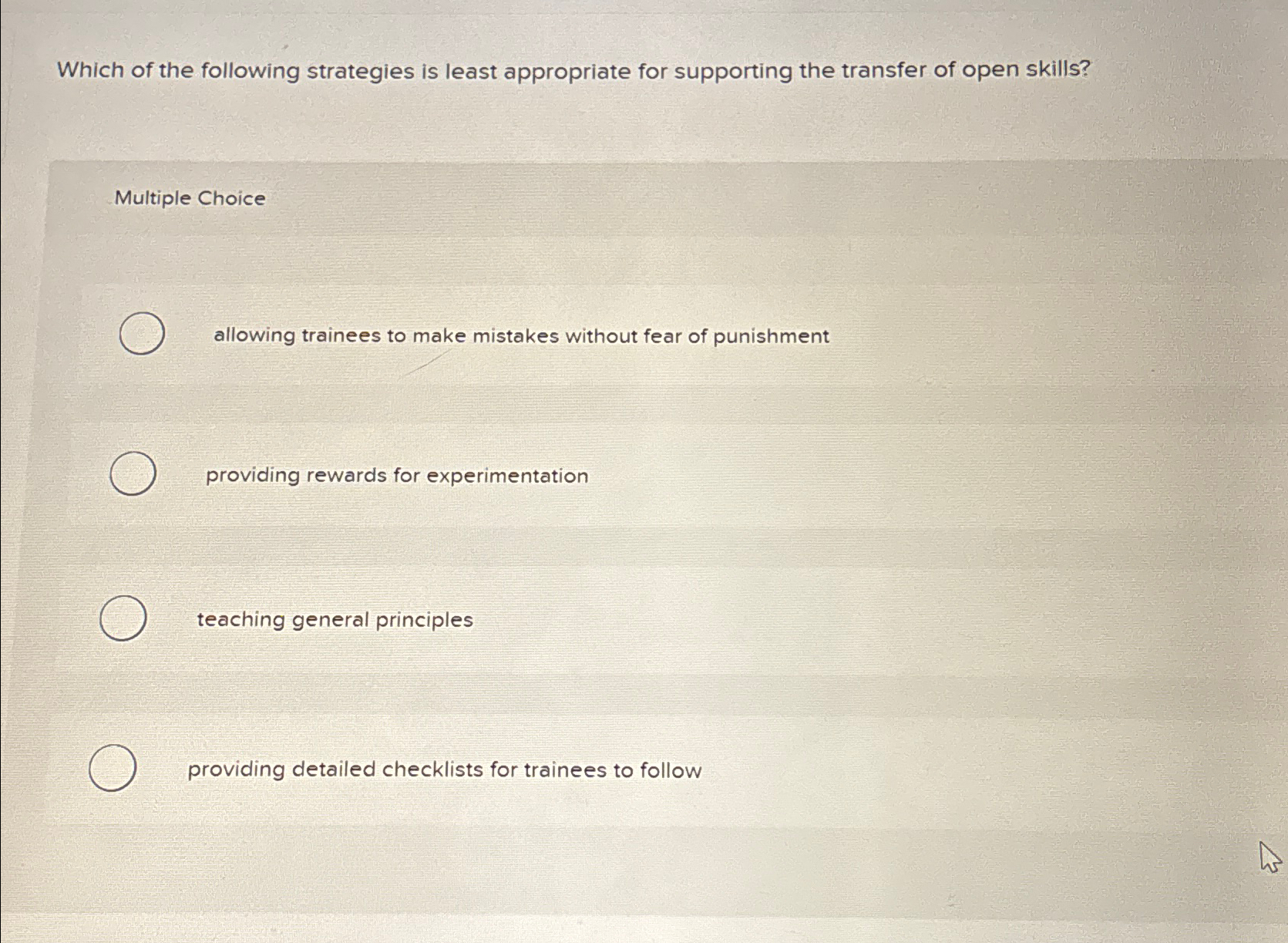 Solved Which of the following strategies is least | Chegg.com