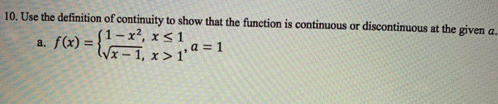 Solved Use the definition of continuity to show that the | Chegg.com