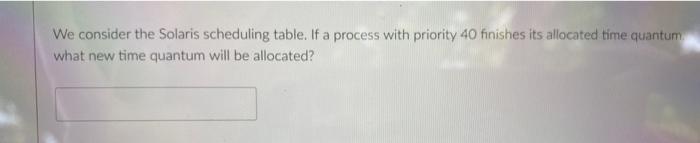 Solved We consider the Solaris scheduling table. If a | Chegg.com