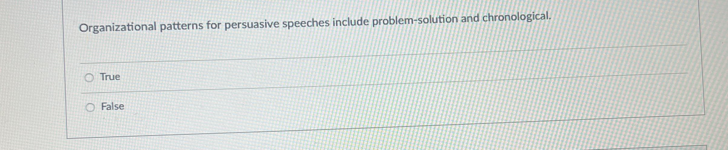 Solved Organizational patterns for persuasive speeches | Chegg.com